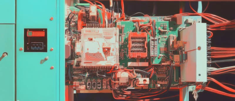 Close-up View of Intricate Electrical Circuits and Components in a ...