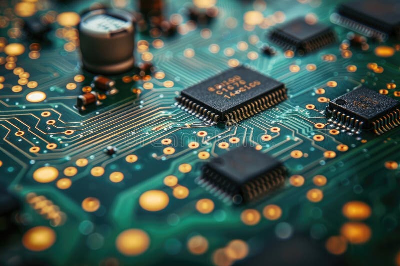 Close-up View of Electronic Circuit Board with Microchips and ...