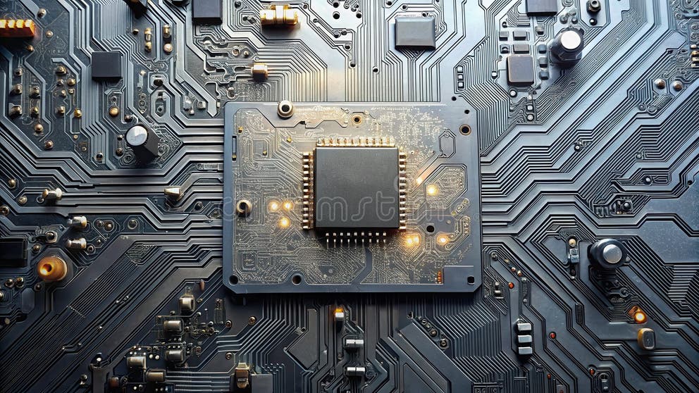 A Close-up View of an Intricate Electronic Circuit Board Featuring a ...