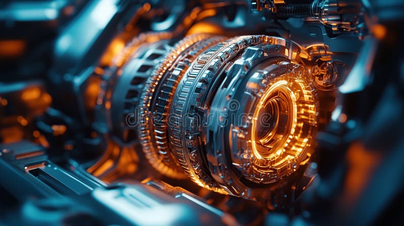 Intricate Glowing Engine Mechanism: a Futuristic Technological Marvel ...