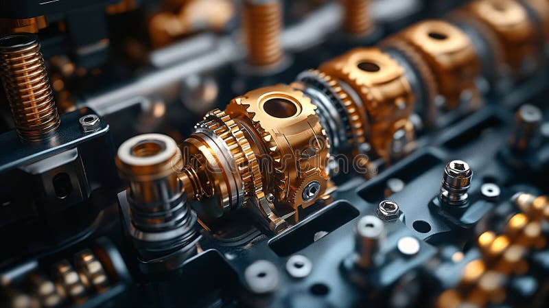 Precision Gold Gears Intricate Machine Engineering Technology Industry ...