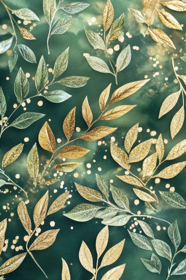 Close-up View of Intricate Leaf and Berry Pattern Stock Photo - Image ...