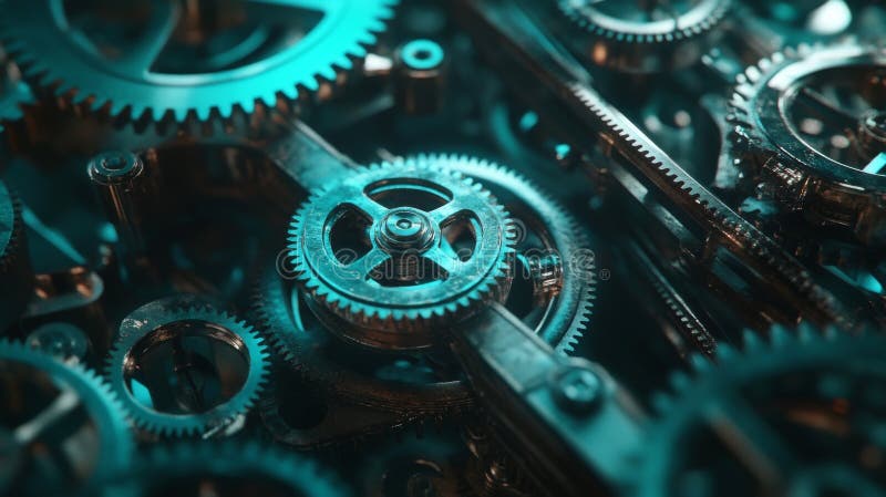 Close-up View of Intricate Mechanical Gears in Motion Stock Image ...