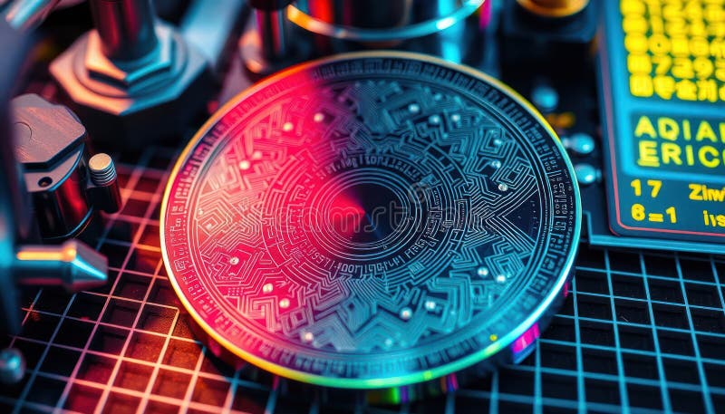 Close-up View of Intricate Patterns on Silicon Wafer. Advanced Tech ...