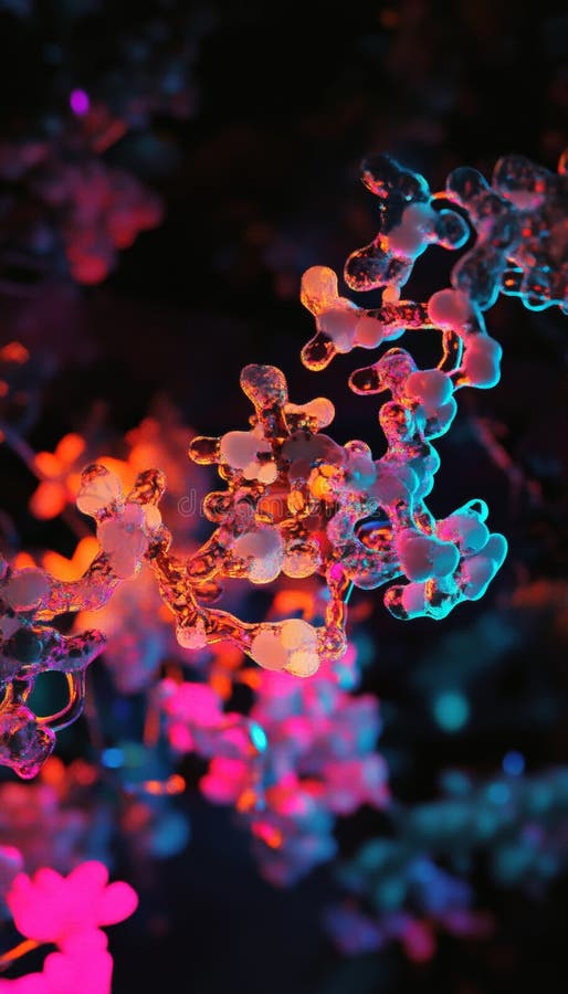 Close Up View of Intricate Protein Molecules Illuminated Under a ...