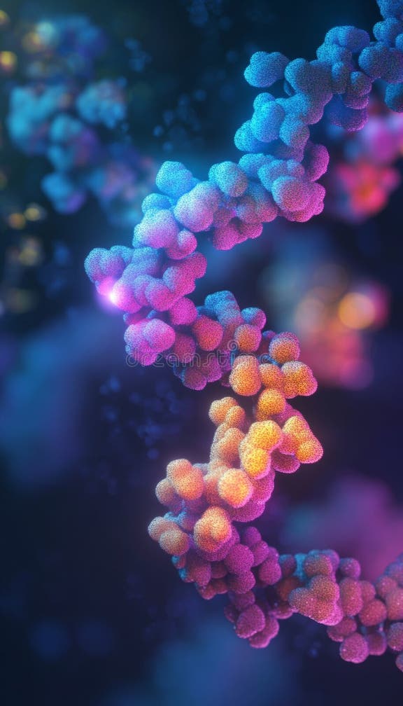 Close Up View of Intricate Protein Molecules Illuminated Under ...