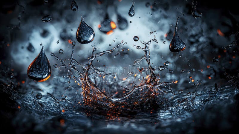 Close-up View of Intricate Water Splashes Creating Dark Patterns in ...