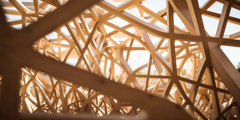 Close-up View of the Intricate Wooden Frame of a Prefabricated ...
