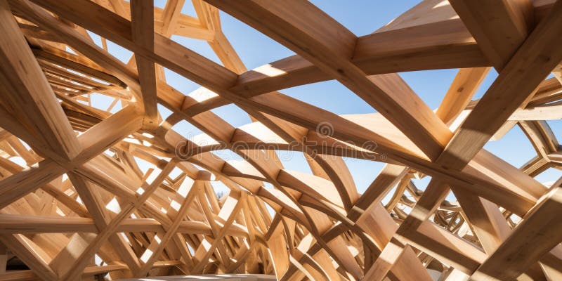 Close-up View of the Intricate Wooden Frame of a Prefabricated ...
