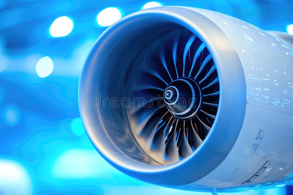 A Close-up View of a Jet Engine on Public Display Stock Image - Image ...