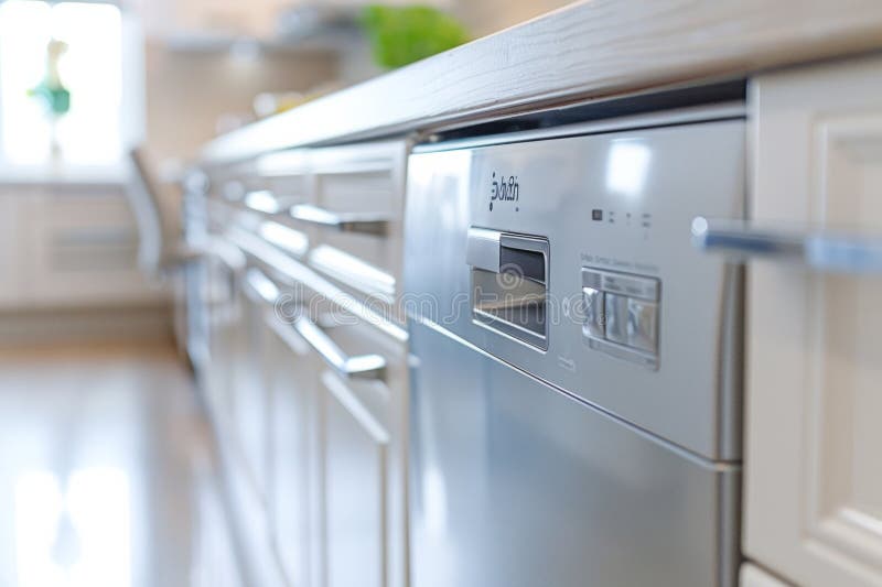 Close-up View of Kitchen Cabinets and Dishwasher, Interior Design Stock ...