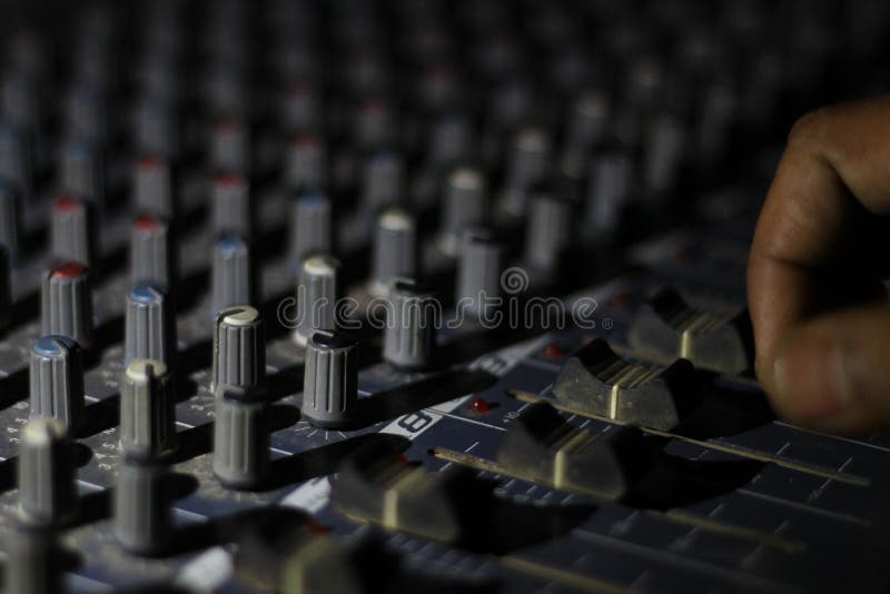 Close Up View of Knobs and Sliders of Light and Sound Board Console at ...