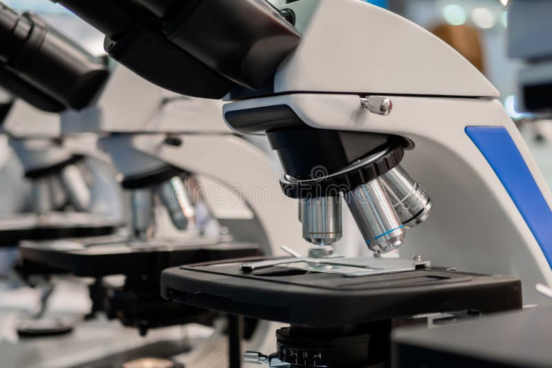 Close Up View of Laboratory Equipment, Optical Microscope Stock Photo ...