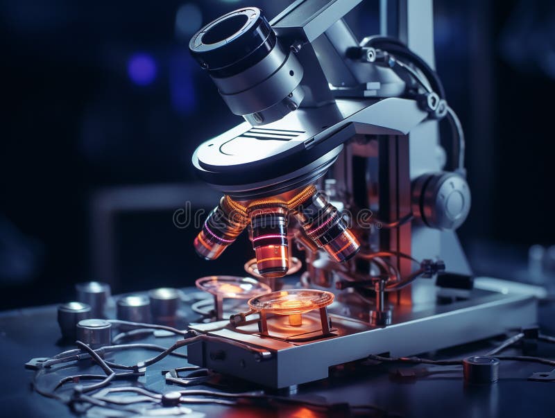 Close Up View of Laboratory Microscope Stock Illustration ...