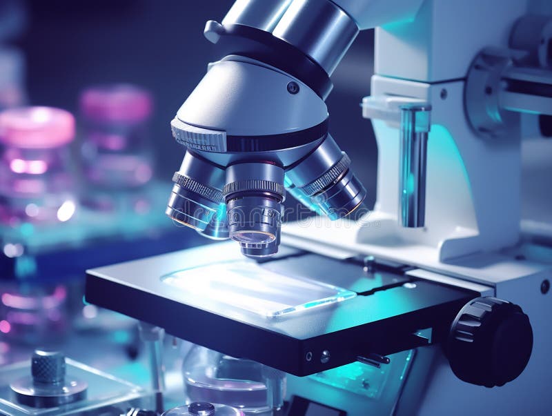 Close Up View of Laboratory Microscope Stock Illustration ...