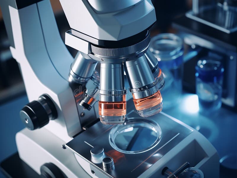Close Up View of Laboratory Microscope Stock Illustration ...