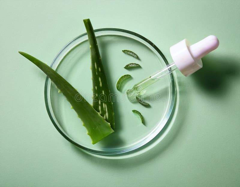Aloe Vera Extract Research in Laboratory with Petri Dish and Dropper in ...
