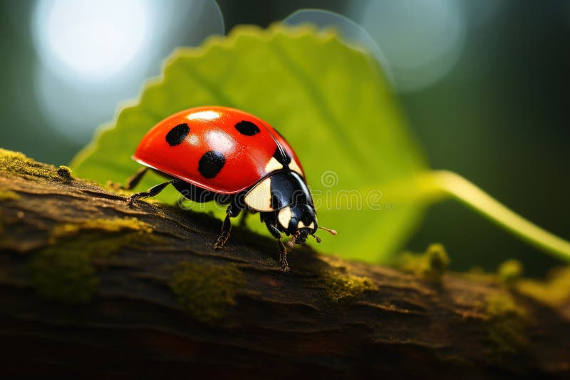Close Up View of a Ladybug on a Branch Stock Illustration ...