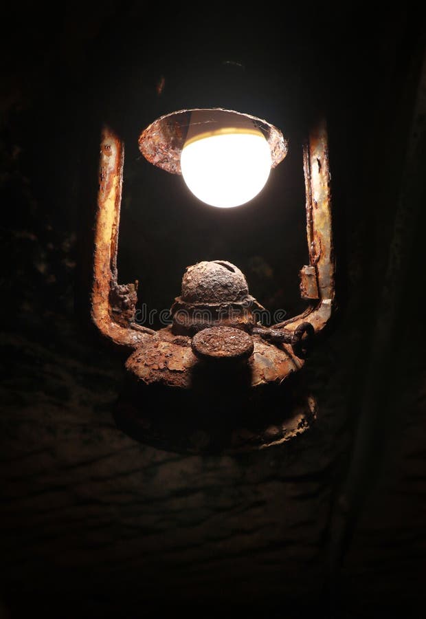 Close Up View of Lantern in Front of Darl Wall Stock Image - Image of ...