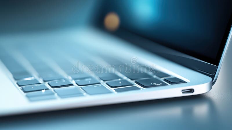 A Close-up View of a Laptop Computer Placed on a Wooden Table ...