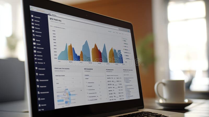 A Close-up View of a Laptop Displaying Colorful Graphs and Data ...
