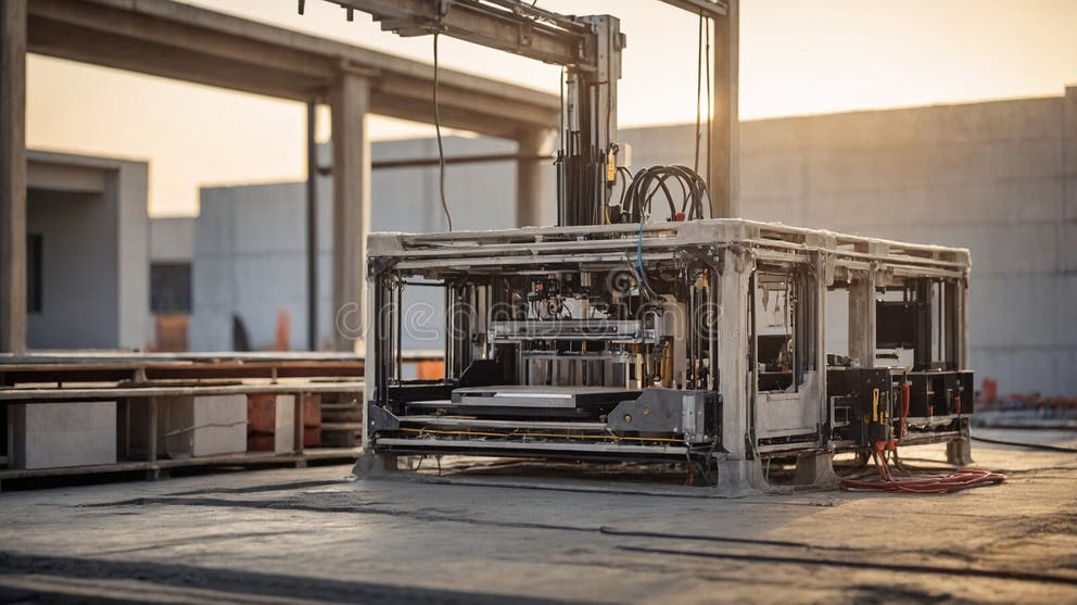 Industrial 3D Concrete Printer Building Foundation Structure Stock ...