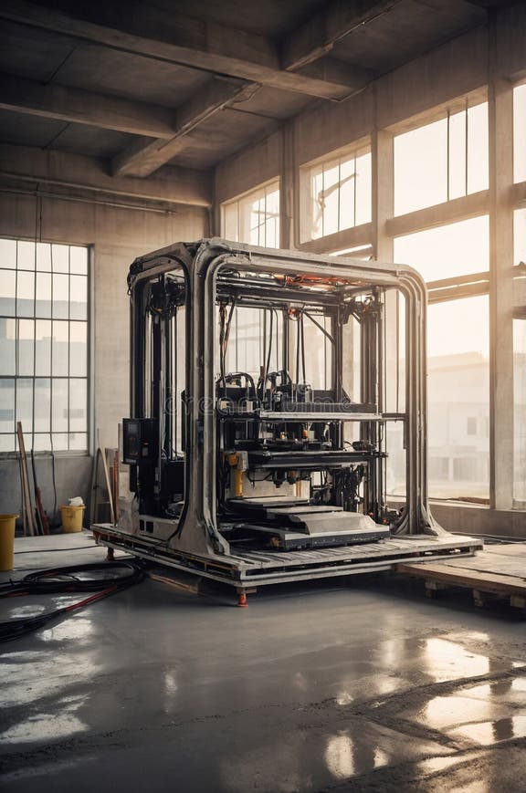 Industrial 3D Concrete Printer Building Foundation Structure Stock ...