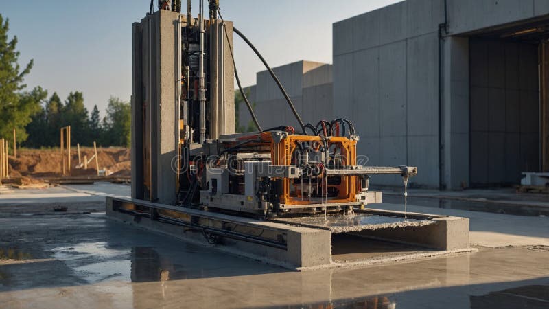 Industrial 3D Concrete Printer Building Foundation Structure Stock ...