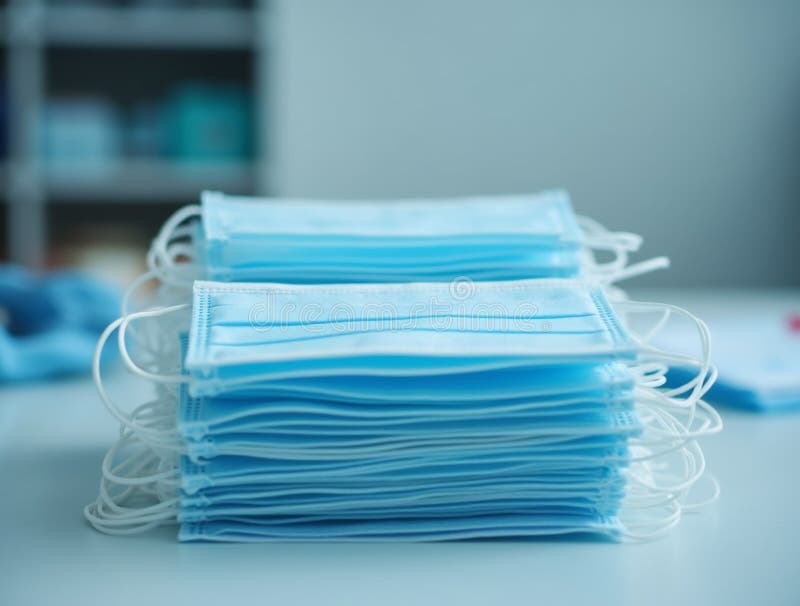 A Close-up View of a Large Stack of Medical-grade Masks. Stock ...