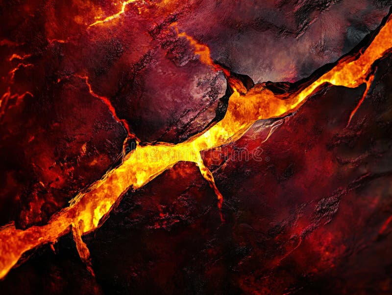 A Close Up View of a Lava Flow Steadily Emerging from an Active Volcano ...