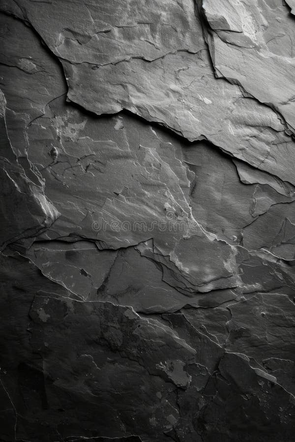 A Close-up View of Layered Gray Stone Texture Against a Dark Vertical ...