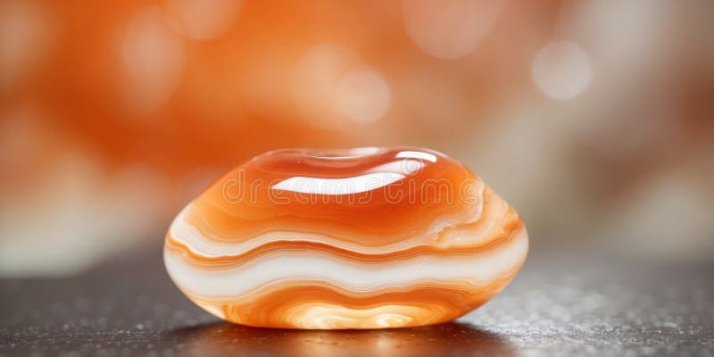 Close-up View of Layered Orange and White Agate Stone. Stock Photo ...