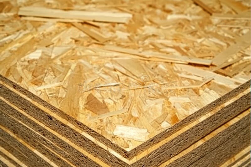 Close-up View of Layered OSB Boards Showcasing Their Rough Texture and ...