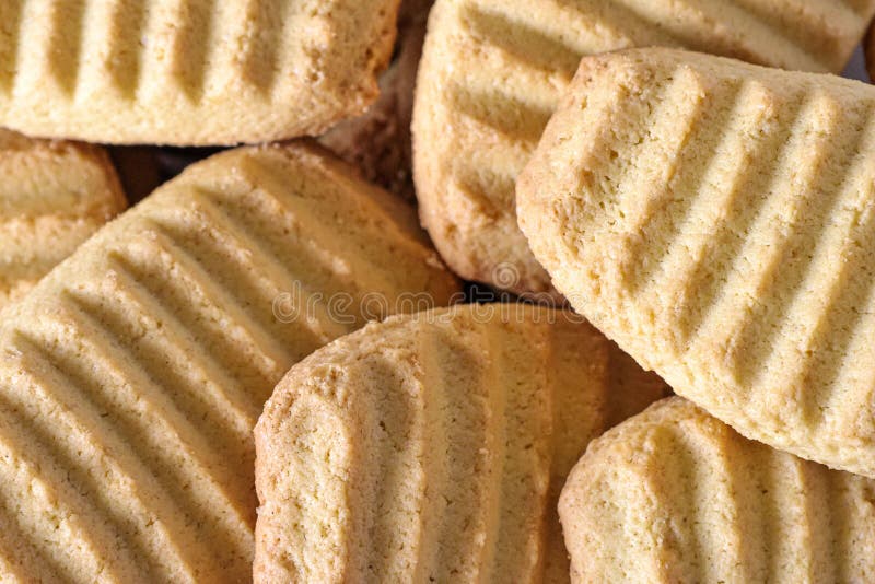 Close-up View of Lemon-flavored Crispy Biscuits Pile Stock Image ...
