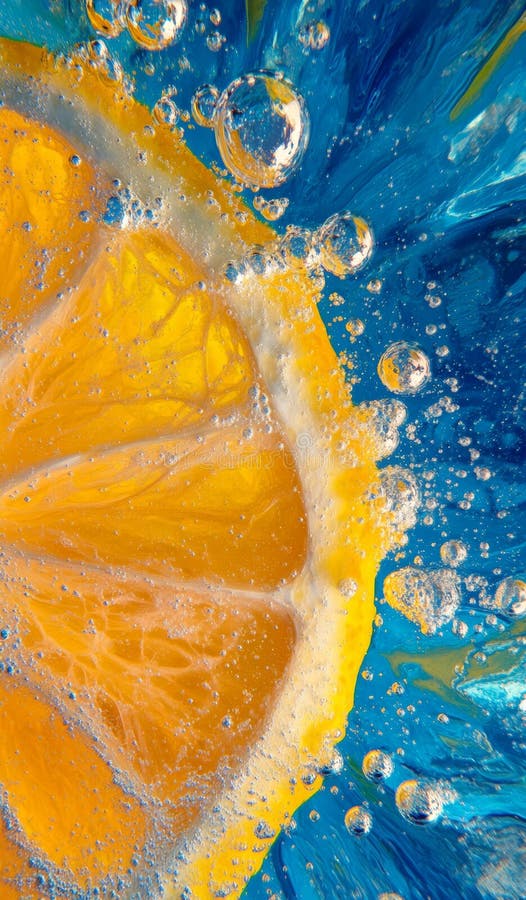 A Close-up View of Lemon Slices in Effervescent Water, Showcasing ...