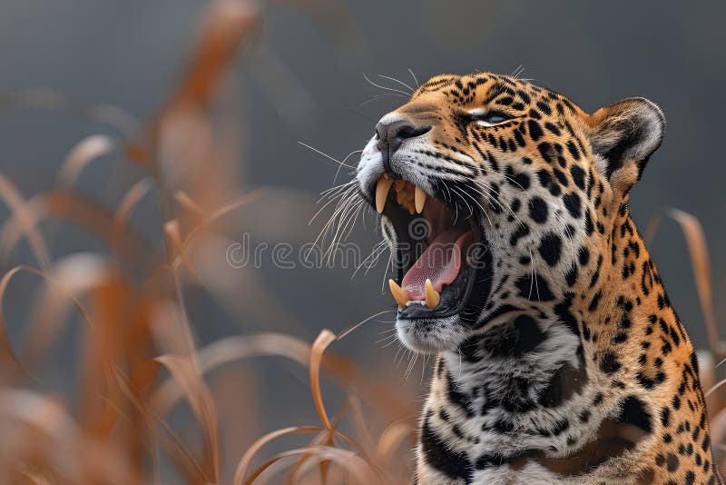 Close Up of Leopard with Mouth Open Stock Illustration - Illustration ...