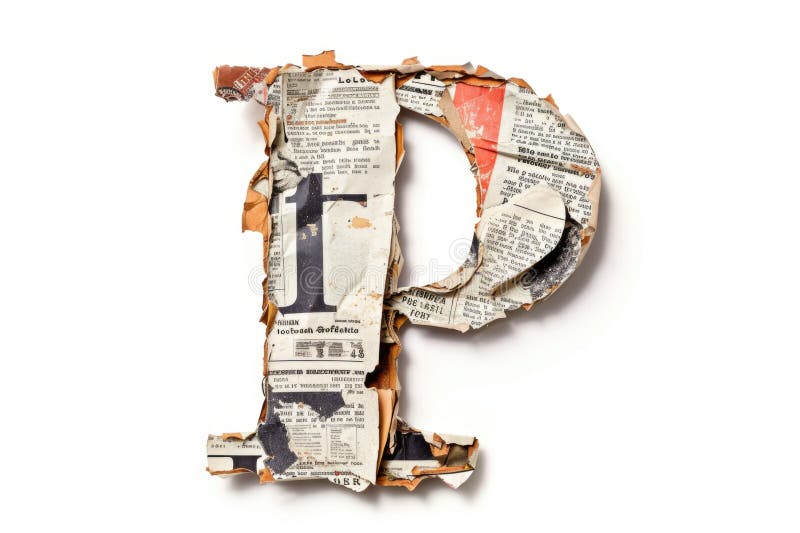 A Close-up View of a Letter P Made from Crumpled Newspaper Stock Photo ...