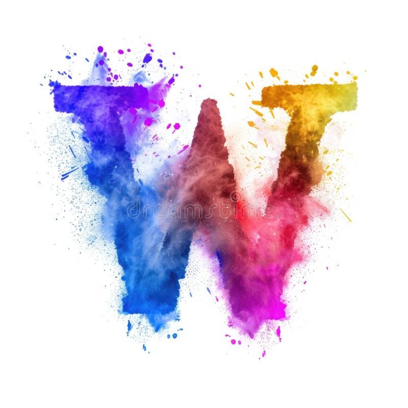 A Close-up View of a Letter W Composed of Colorful Powder Stock Image ...
