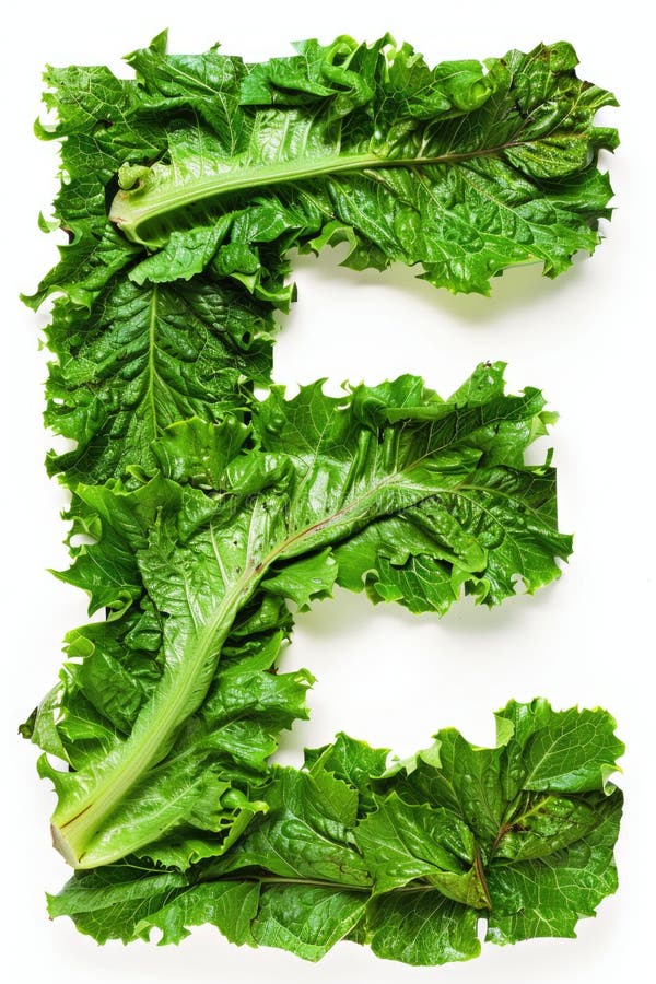 A Close-up View of a Lettuce Leaf Formed into the Shape of the Letter E ...