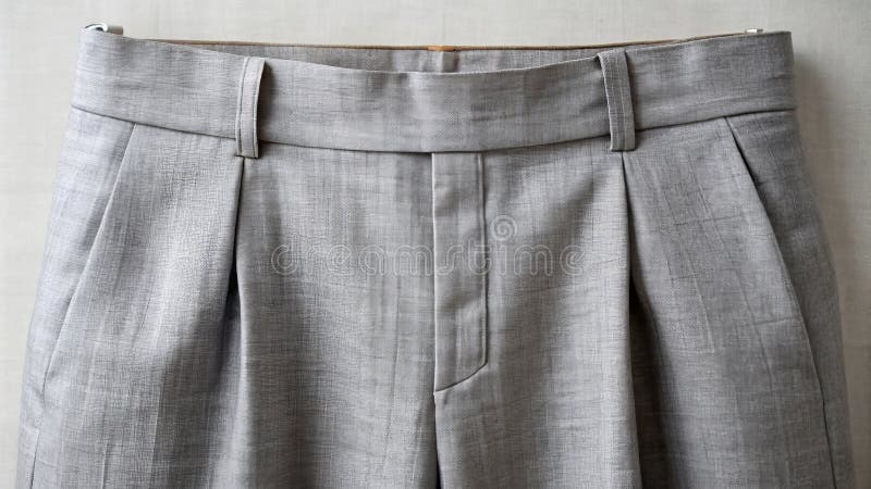 Close-up View of Light Gray Pleated Trousers Showcasing Fabric Texture ...
