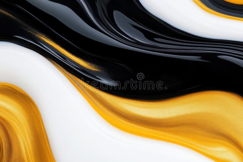 A Close-up View of a Liquid Mixture Featuring Black, White, and Yellow ...