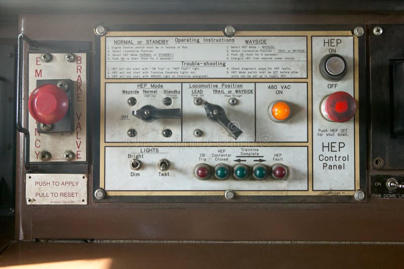 Control Panel Of A Locomotive Stock Photo - Image of train, button ...