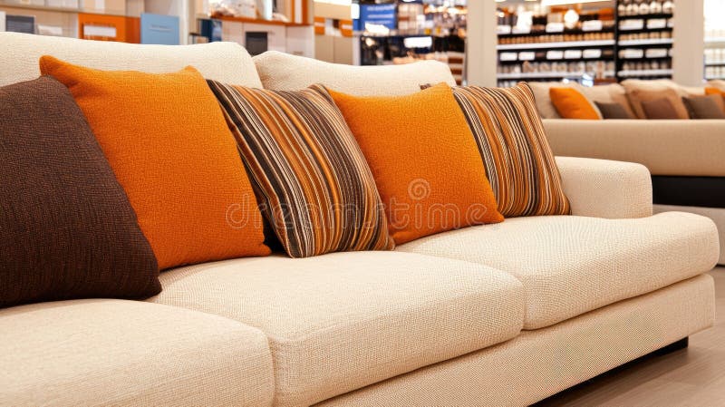 Close-up View of Luxurious Cushions on a Sofa Showcases Rich Textures ...