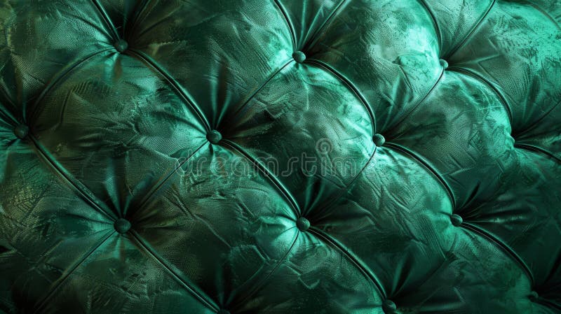 A Close-up View of Luxurious, Green Tufted Fabric Diamond Pattern Stock ...