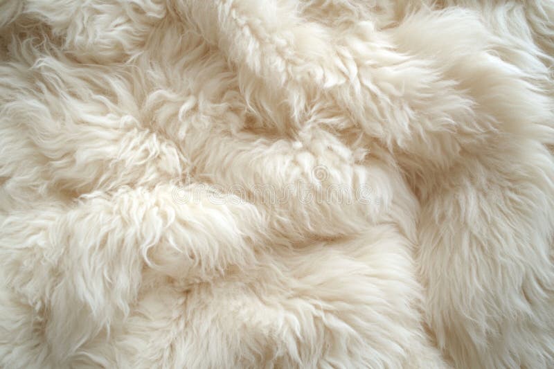 Close-up View of Luxurious White Sheepskin Wool Creating a Cozy and ...