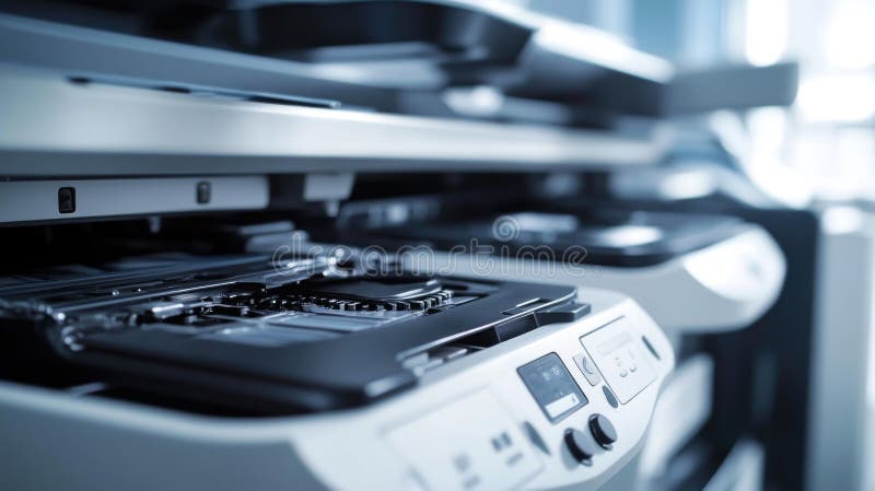 A Close-up View of a Machine with a Printer on Top, Perfect for Use in ...