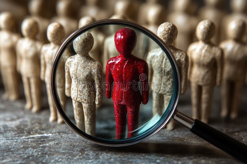 A Close-up View of a Magnifying Glass Examining a Group of Wooden ...
