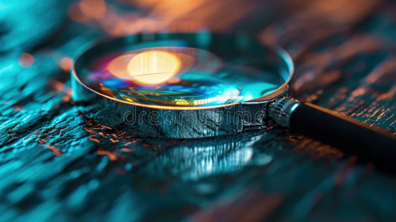 A Close-Up View of a Magnifying Glass on a Table Stock Image - Image of ...