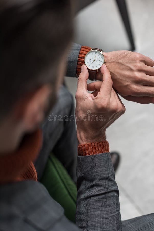 Close Up View of Man Adjusting Watch Stock Photo - Image of hands ...