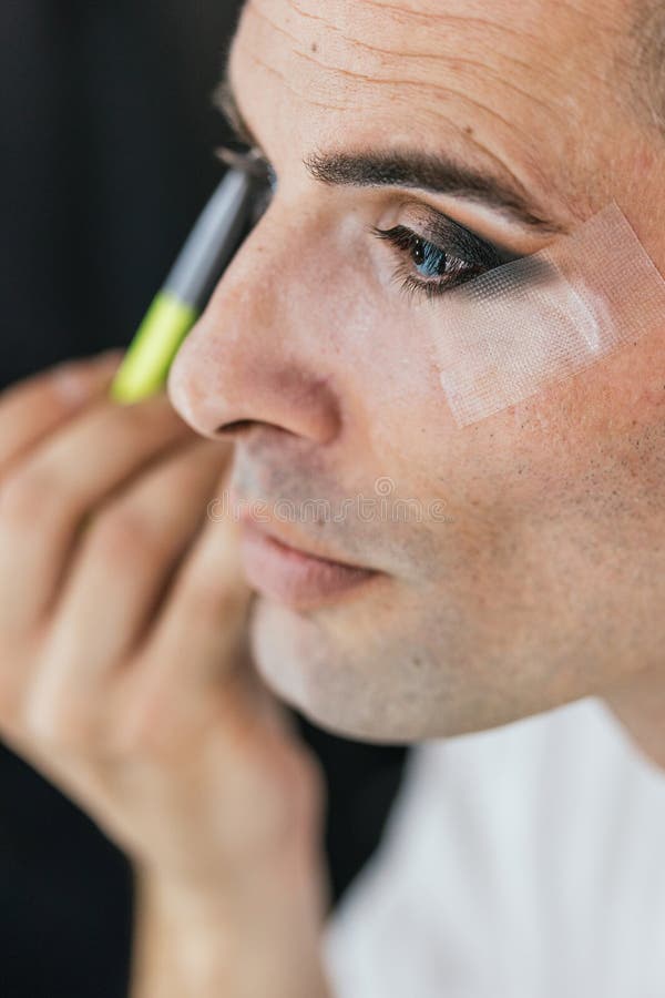Close Up View of a Man Doing His Makeup. Stock Photo - Image of glamour ...